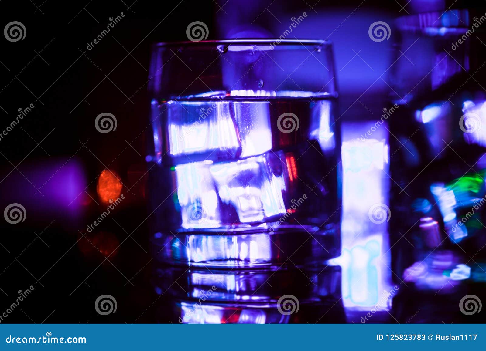 Colored Lighting of Glasses in the Night Club Bar Stock Image - Image ...