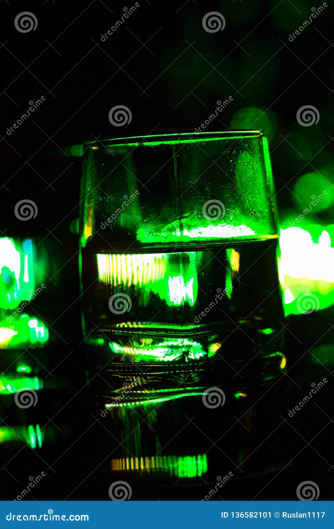 Colored Lighting of Glasses in the Night Club Bar Stock Image - Image ...