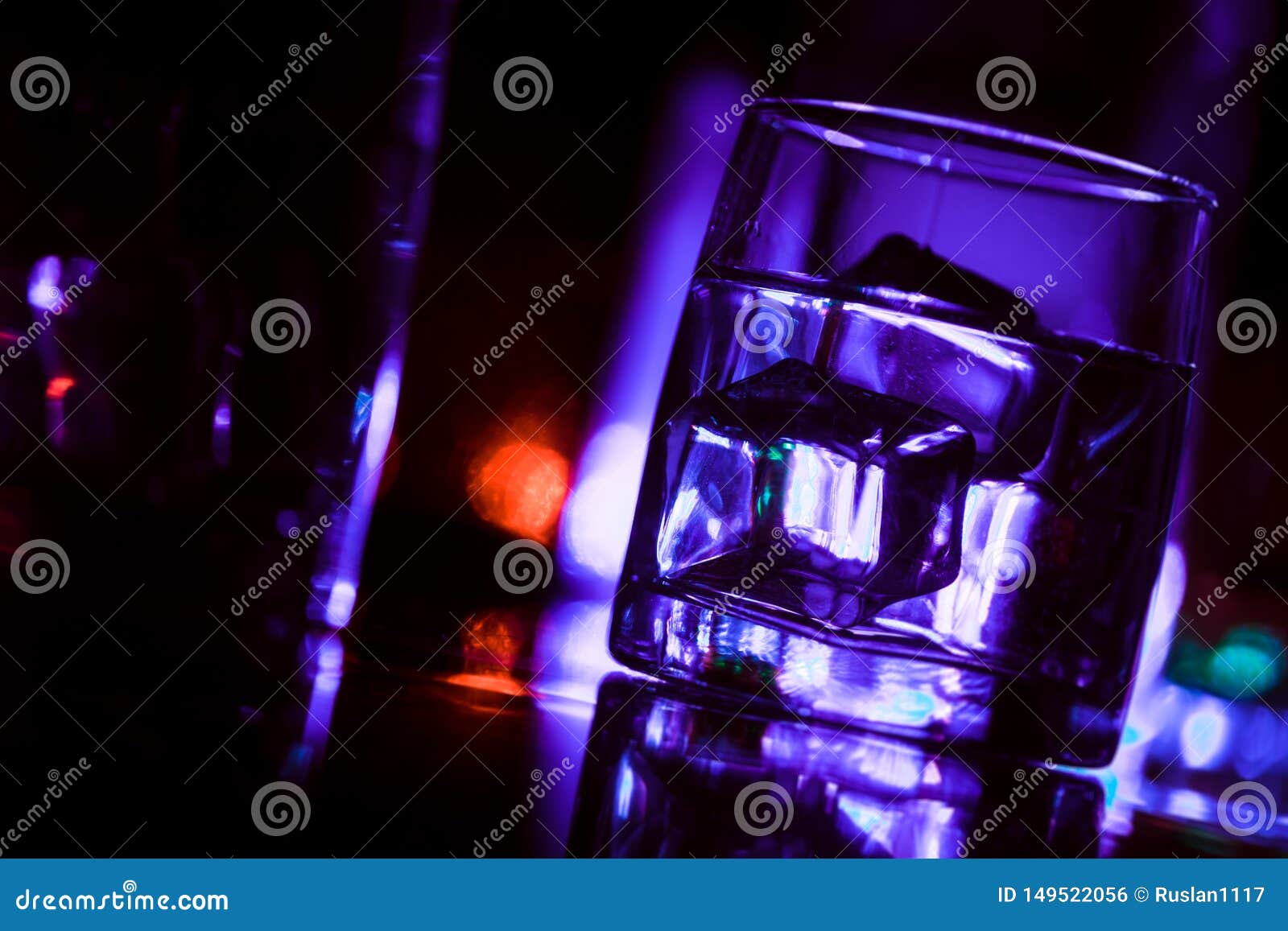 Colored Lighting of Glasses in the Night Club Bar Stock Photo - Image ...