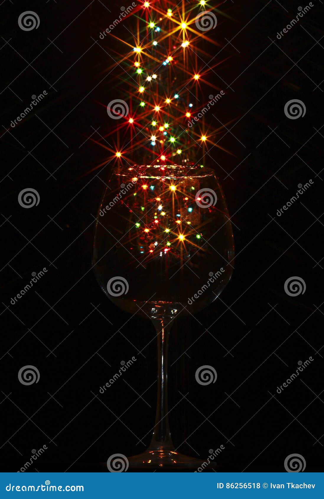 Colored Lights in the Form of Six-rays Star in the Glass Stock Photo ...