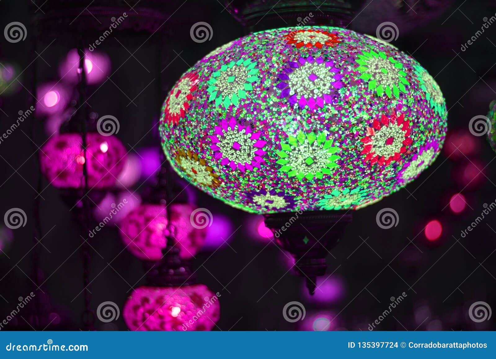 Colored Lights Illuminate the Streets Stock Photo - Image of green ...