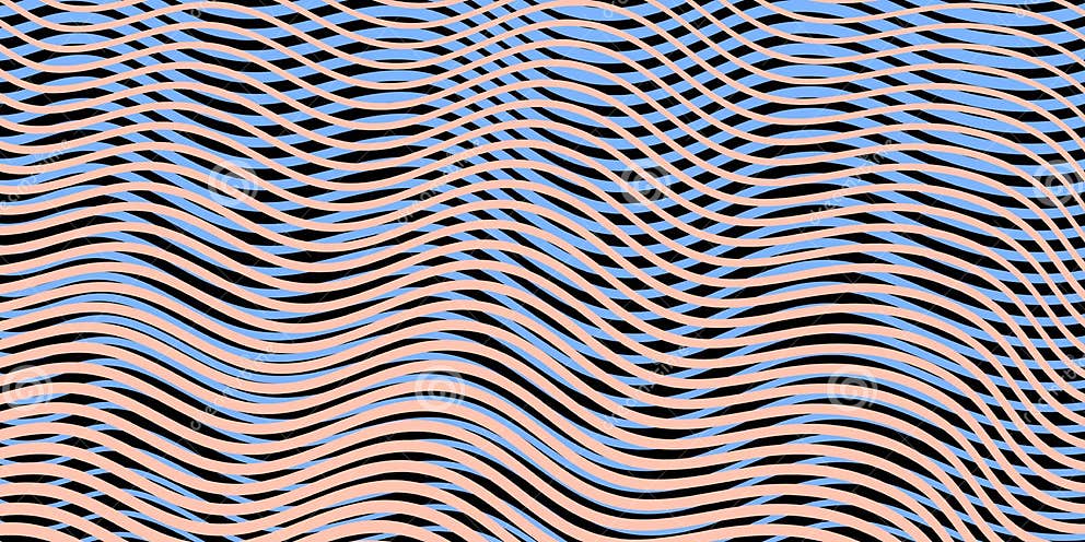 Colored Line Art Pattern with Irregular Halftone Waves. Stock Vector ...