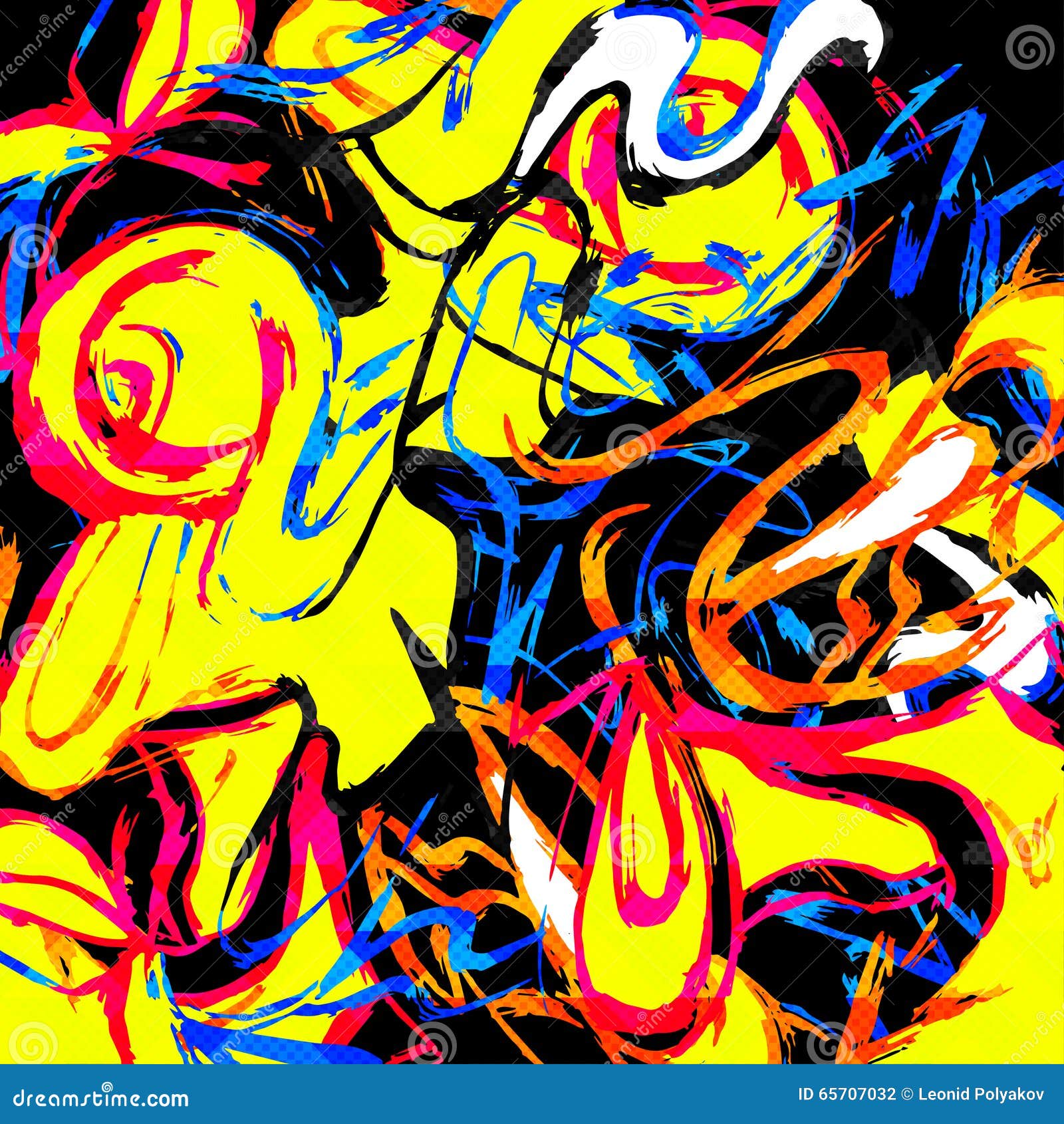 Colored Lines Graffiti Pattern on a Black Background Vector ...