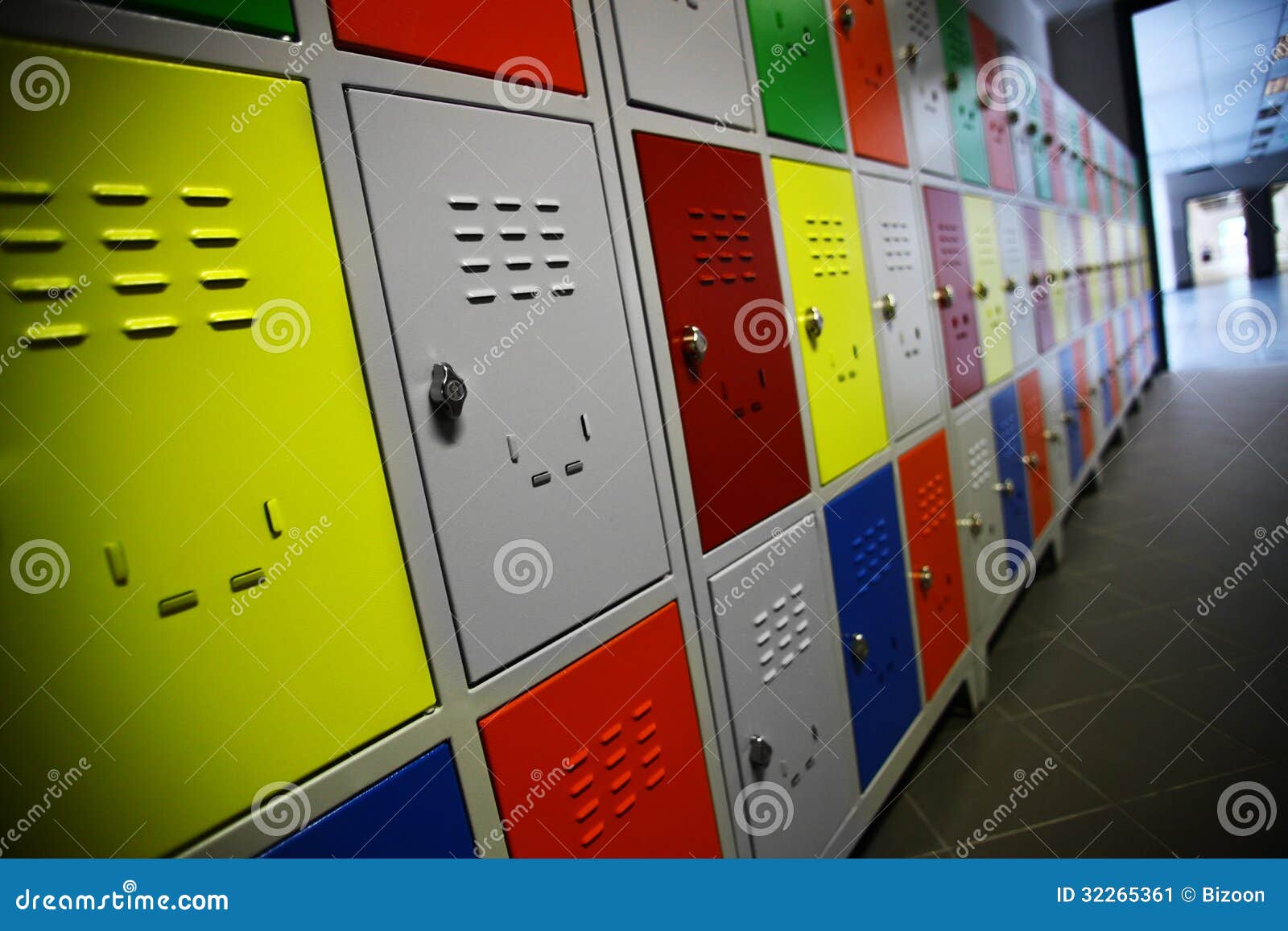 Colored Lockers stock image. Image of lock, american - 32265361