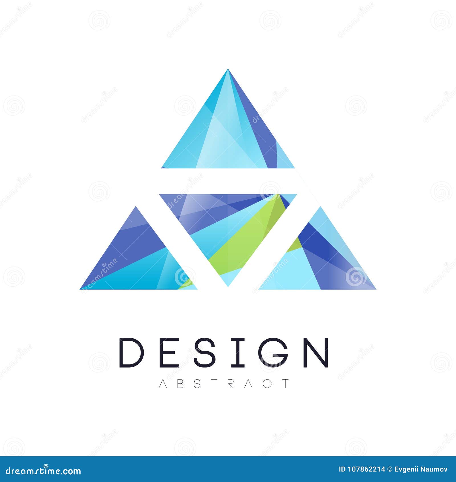 Colored Logo of Triangular Crystal. Creative Emblem in Gradient Green ...