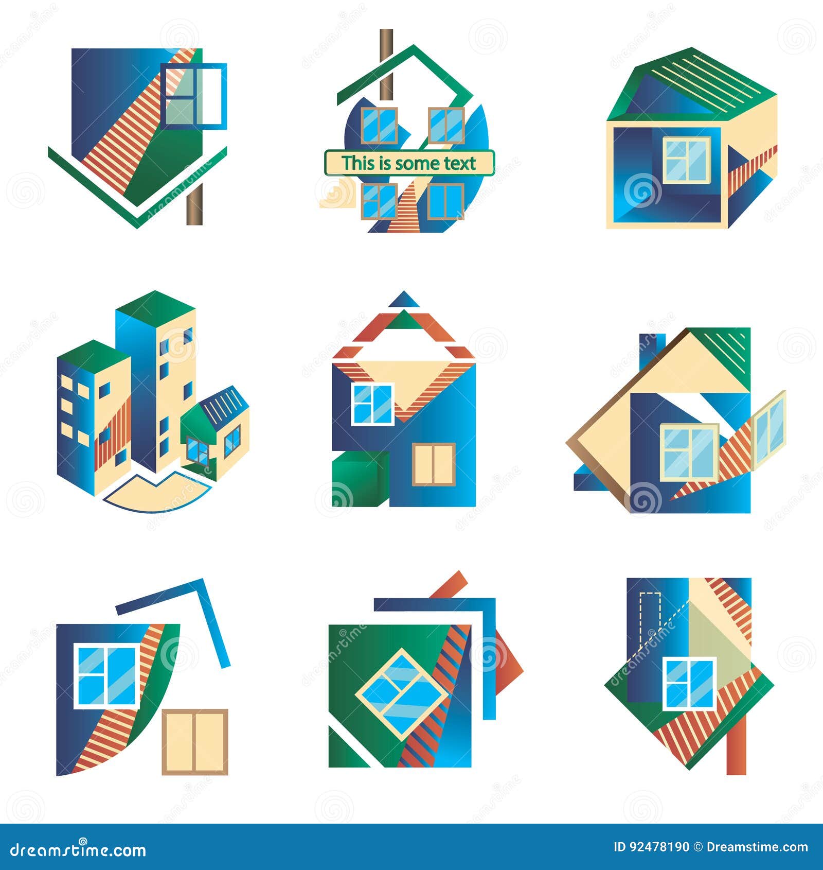 Colored Logos in the Form of Houses Stock Vector - Illustration of form ...