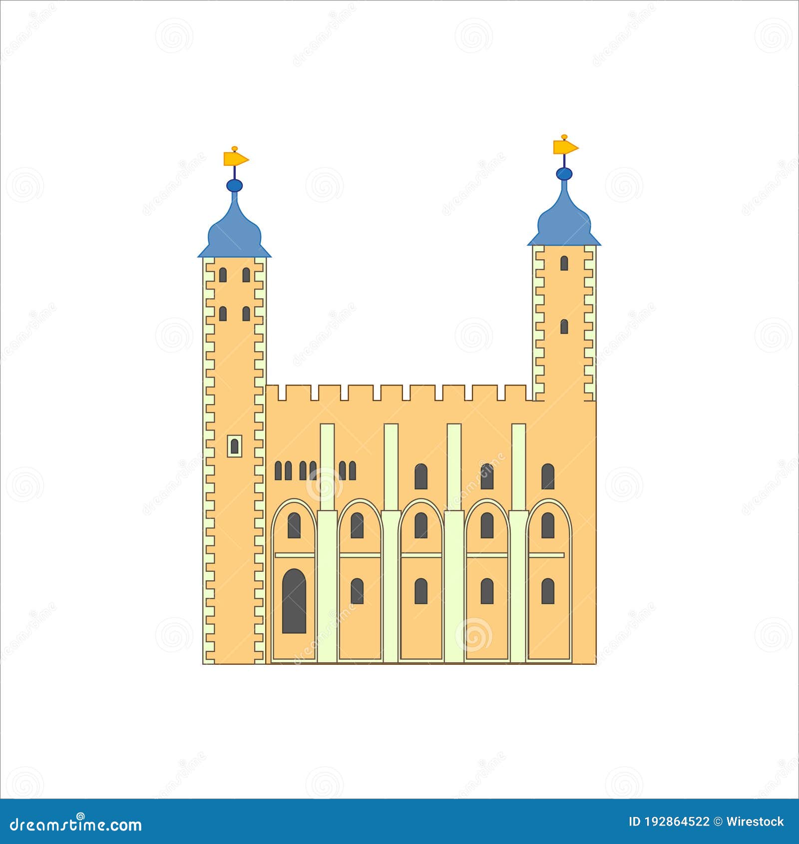 Colored London Tower Icon on White Background Stock Illustration ...