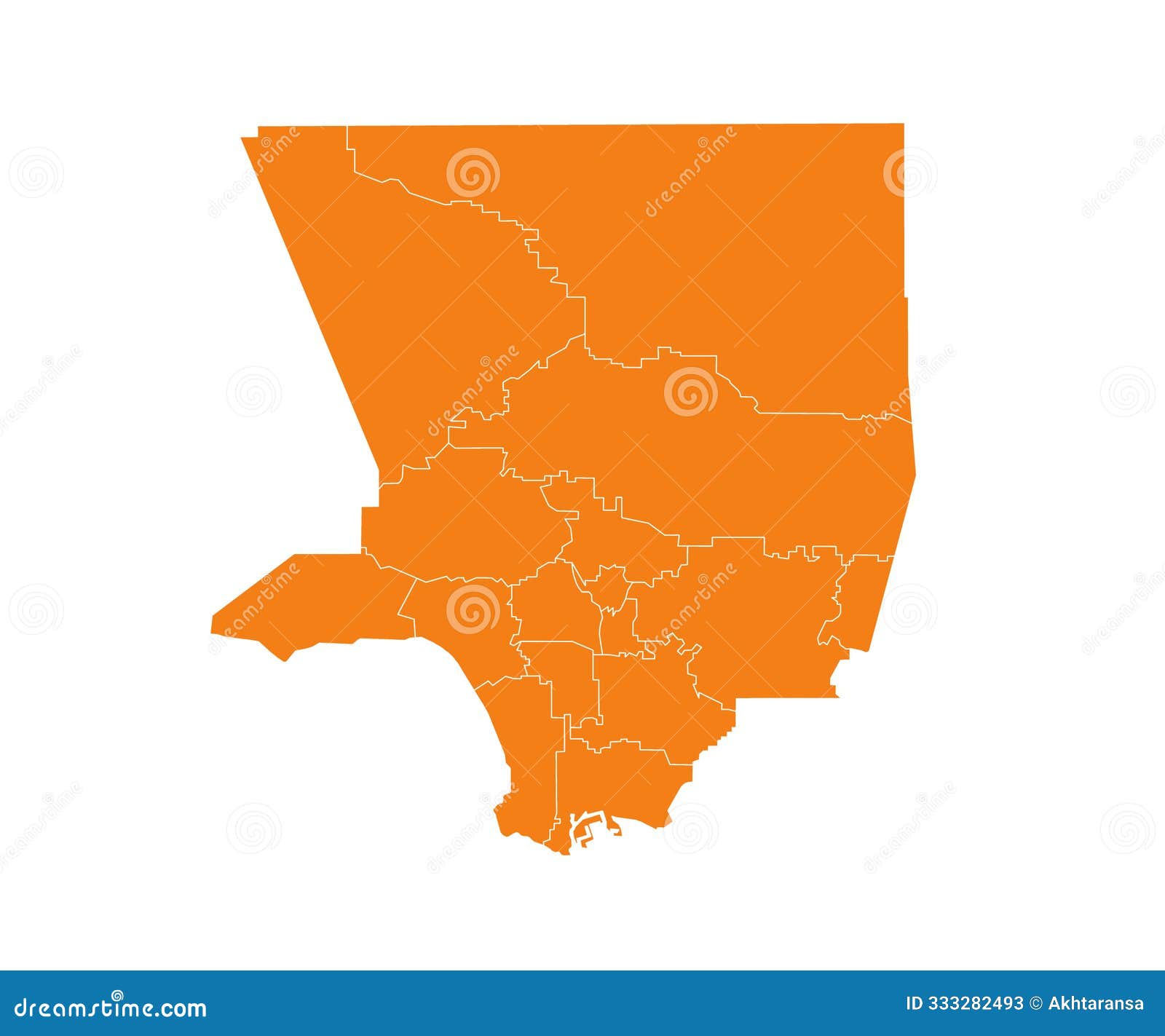 Colored Los Angeles County Administrative Map. Regions Map Of Los ...
