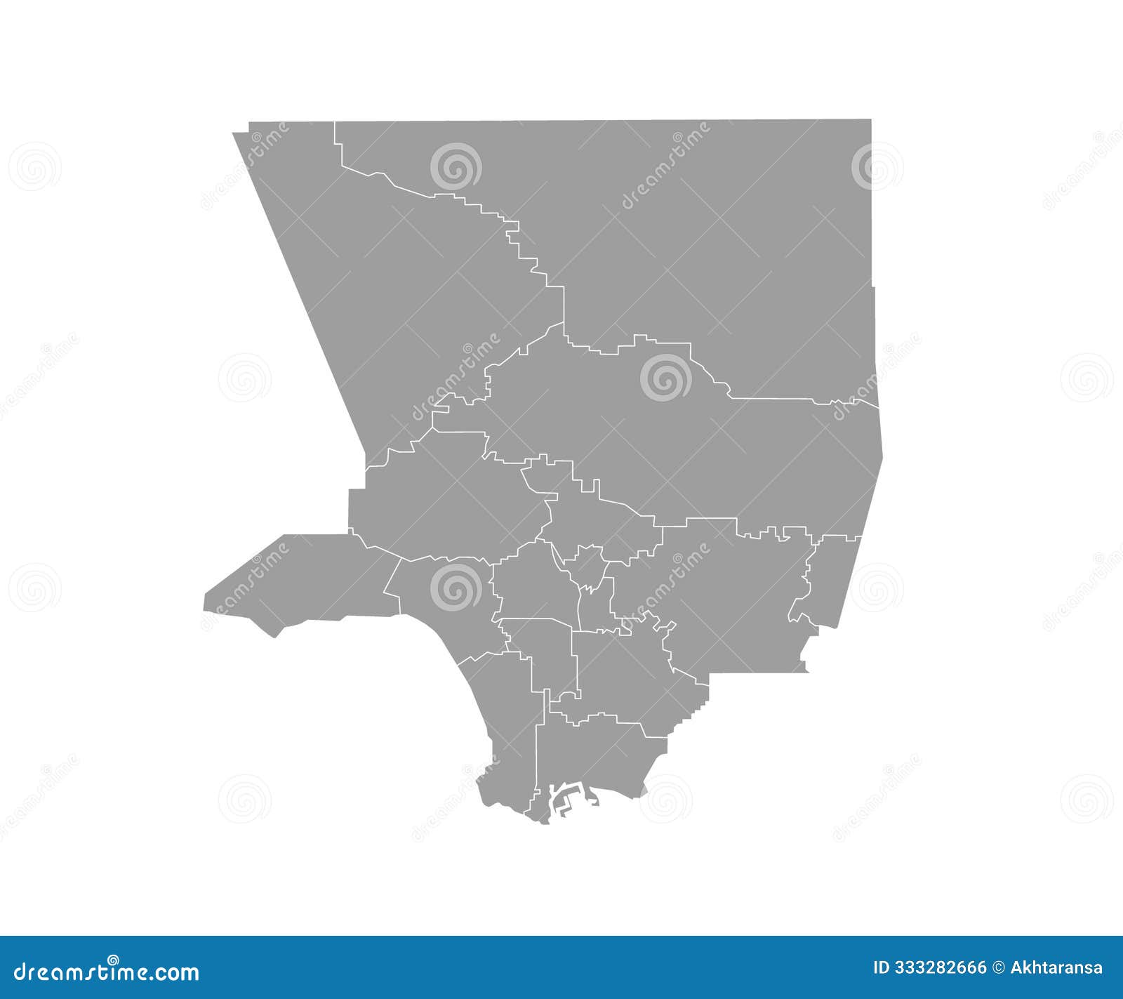 Colored Los Angeles County Administrative Map. Regions Map Of Los ...