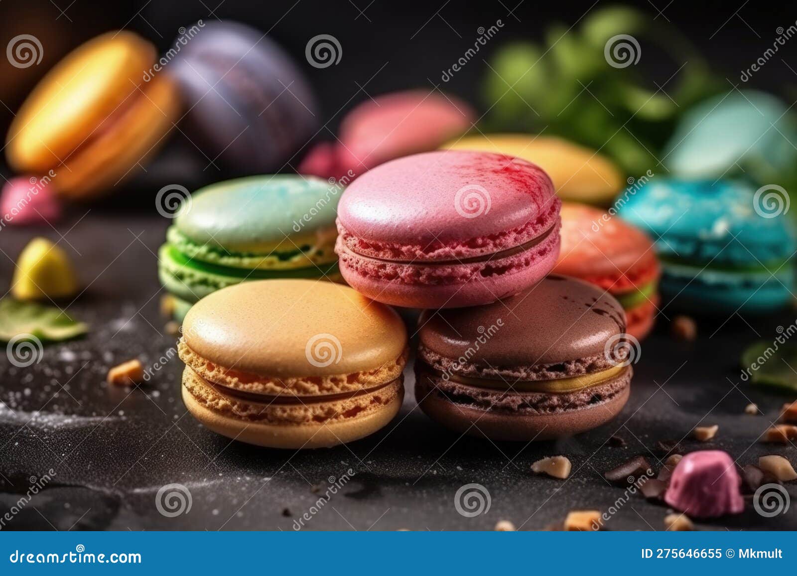 Colored Macaron Confectionery Product Generative AI Stock Illustration ...
