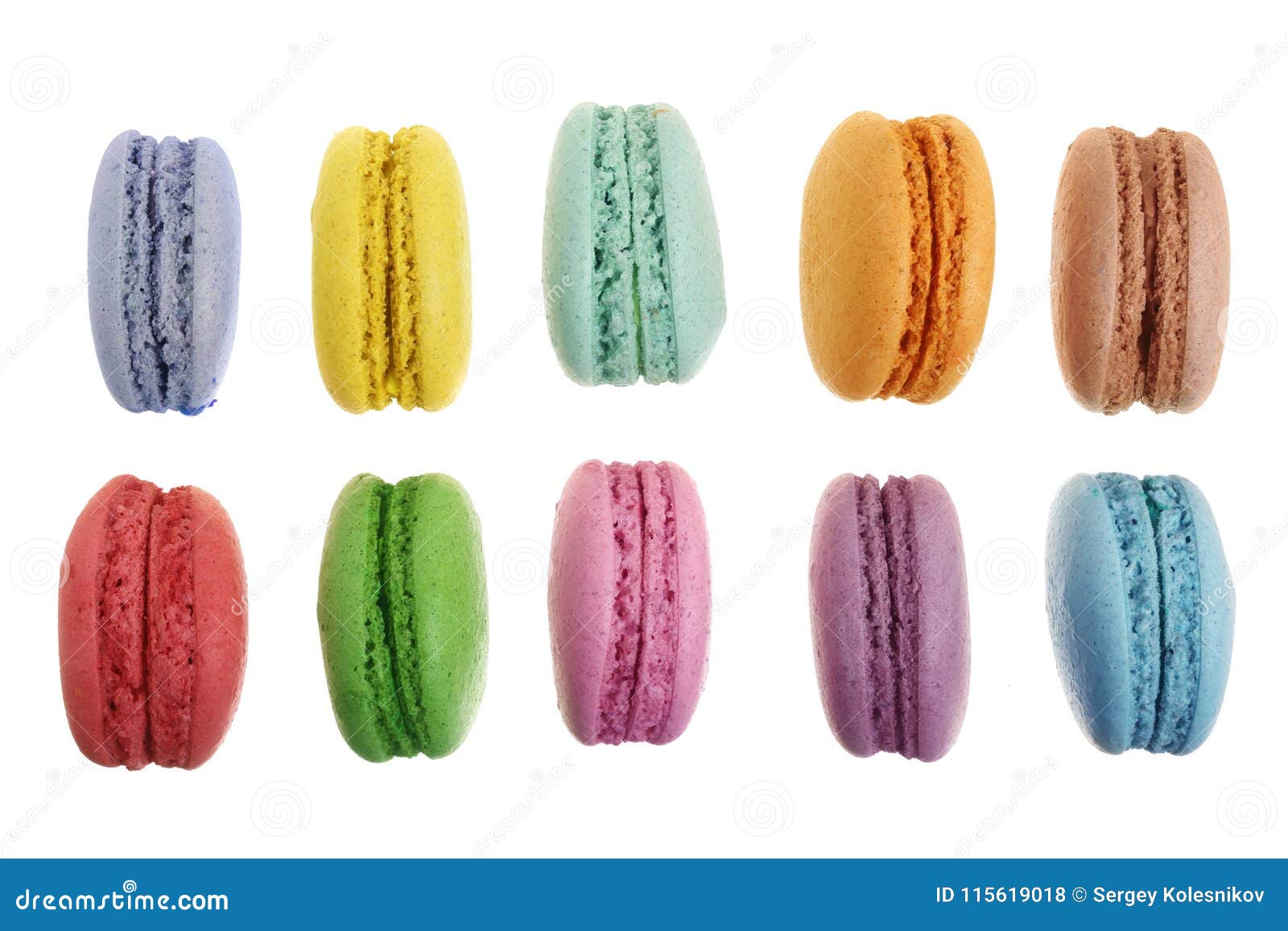Colored Macaroons Isolated on White Background without a Shadow Closeup ...