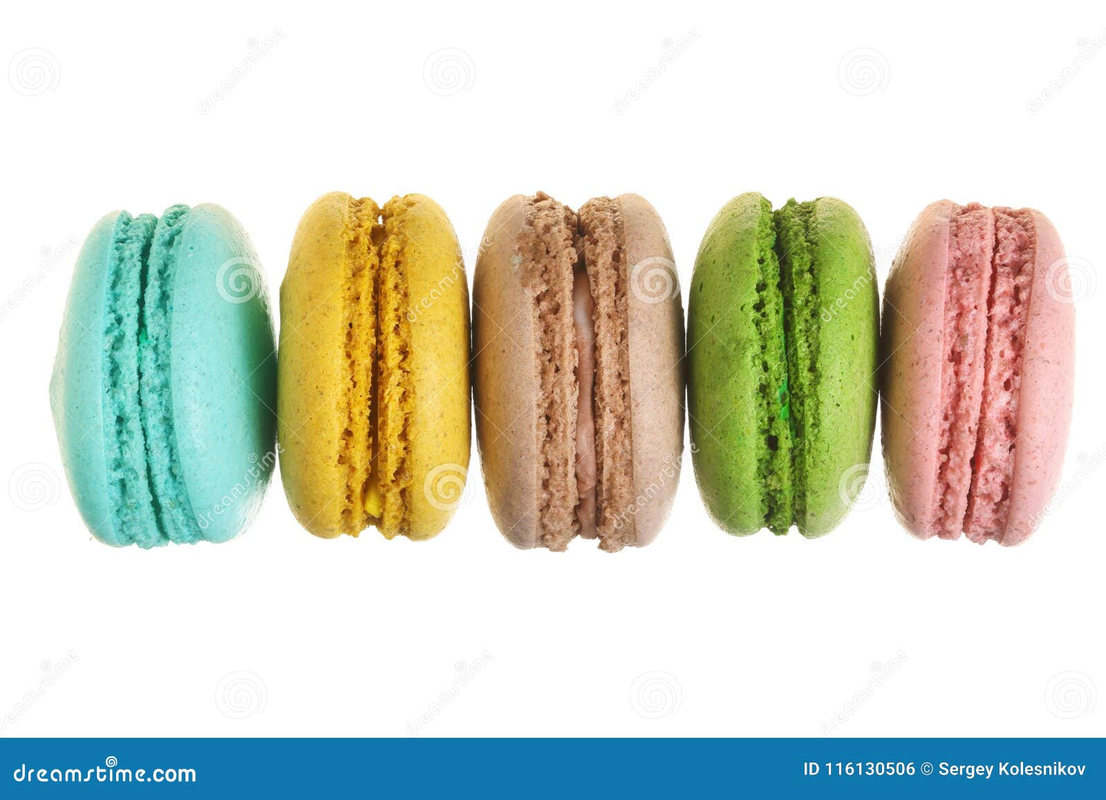Colored Macaroons Isolated on White Background without a Shadow Closeup ...