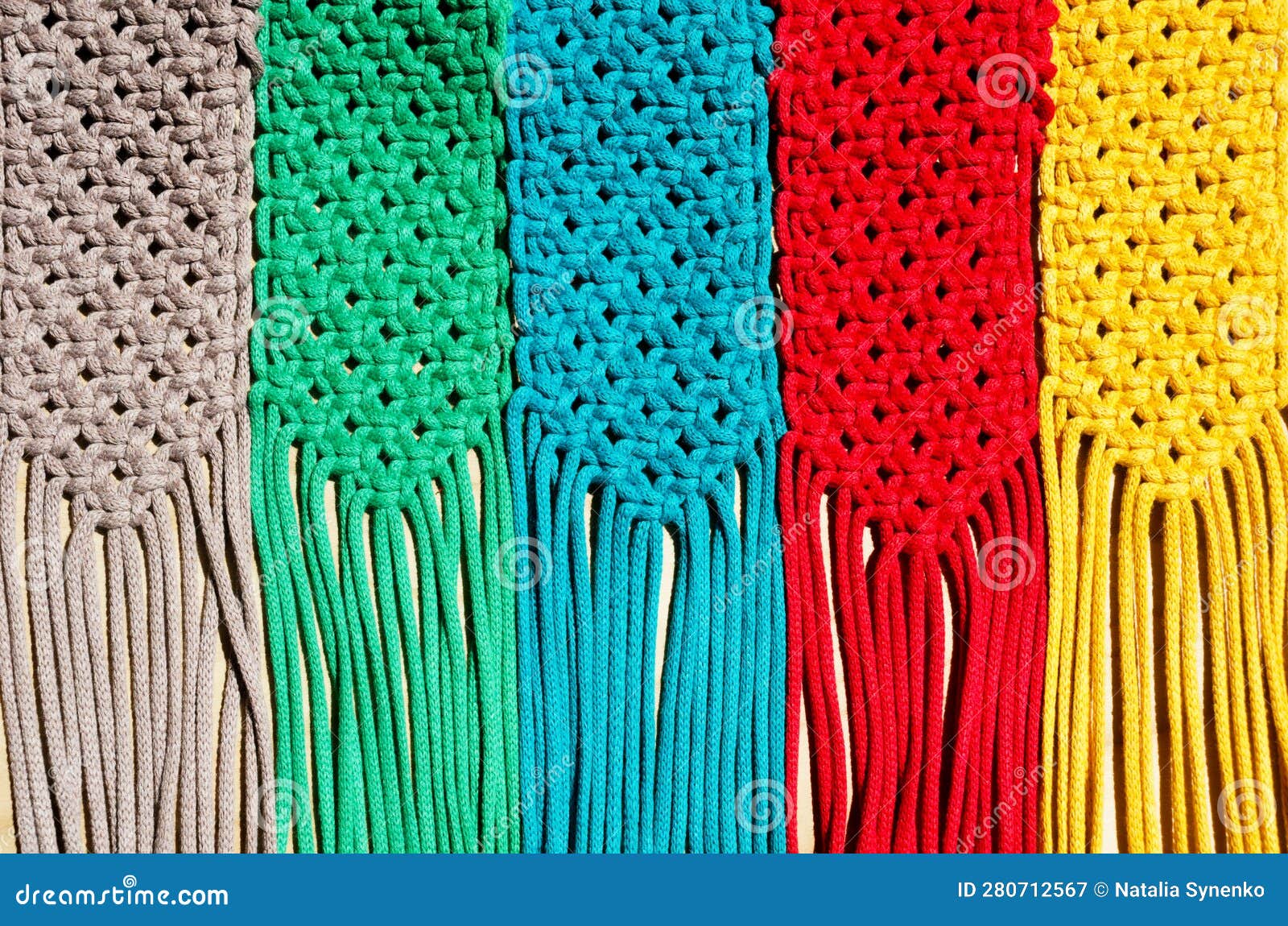 Colored Macrame Stripes in Blue, Yellow, Red, Beige, Green and Pink ...