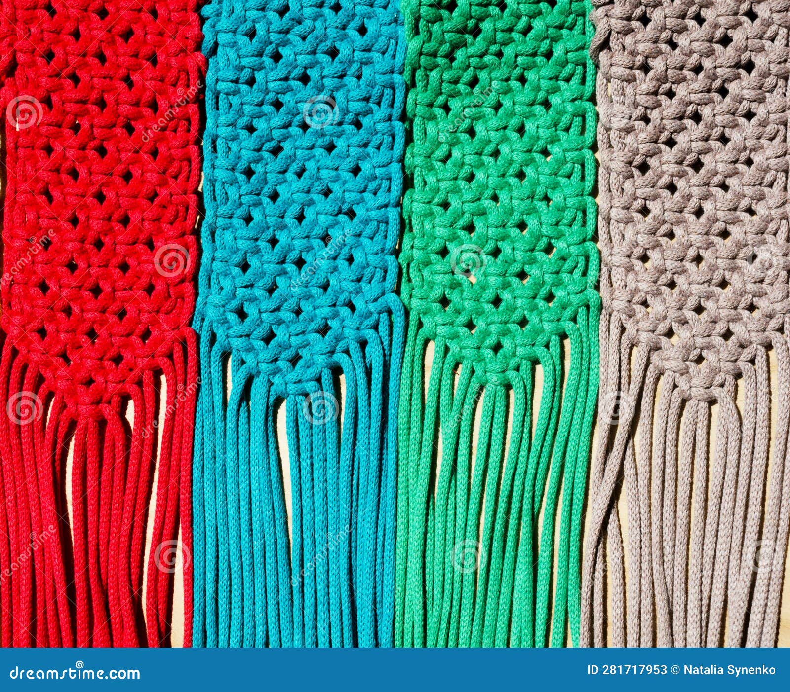 Colored Macrame Stripes in Blue, Yellow, Red, Beige, Green and Pink ...