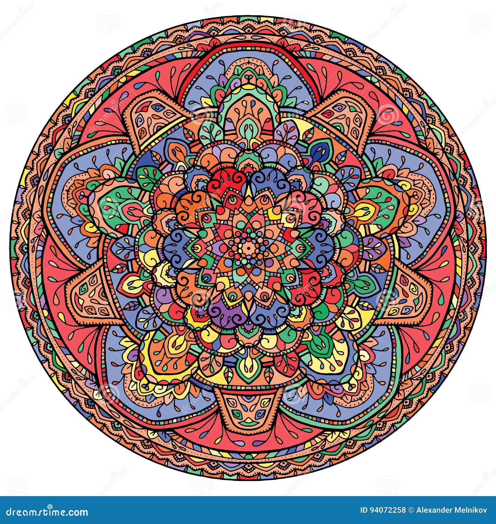 Colored Mandal on the White Background Stock Vector - Illustration of ...