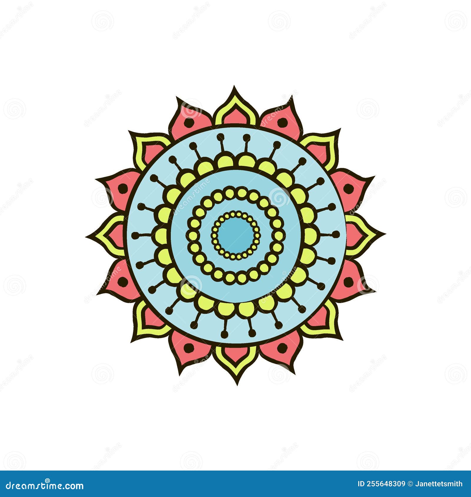Colored Mandala Vector stock vector. Illustration of lines - 255648309