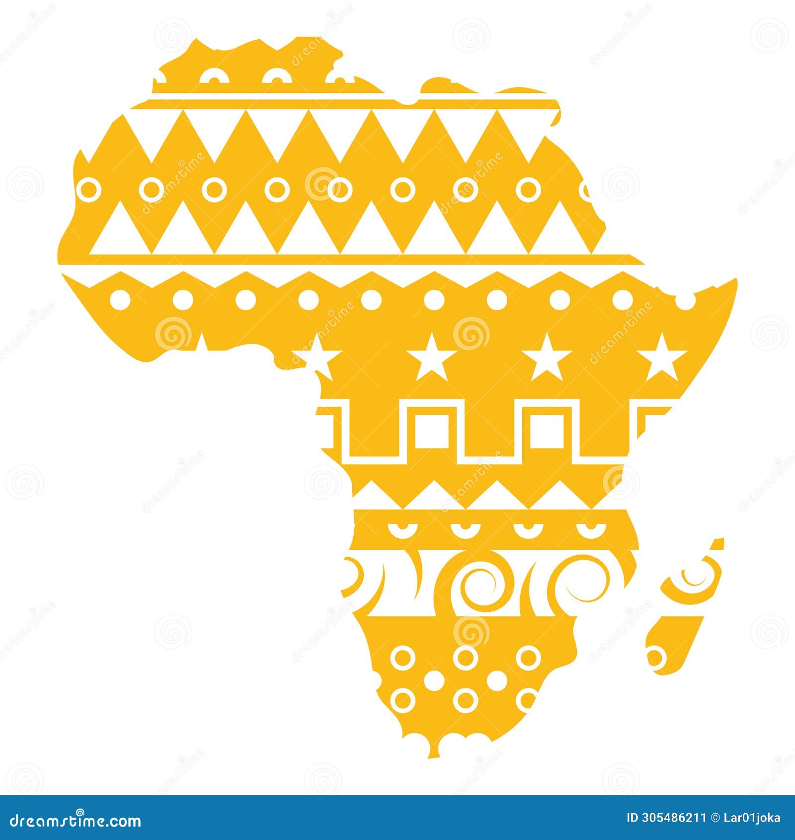 Colored Map of Africa with Cultural Patterns Vector Stock Illustration ...
