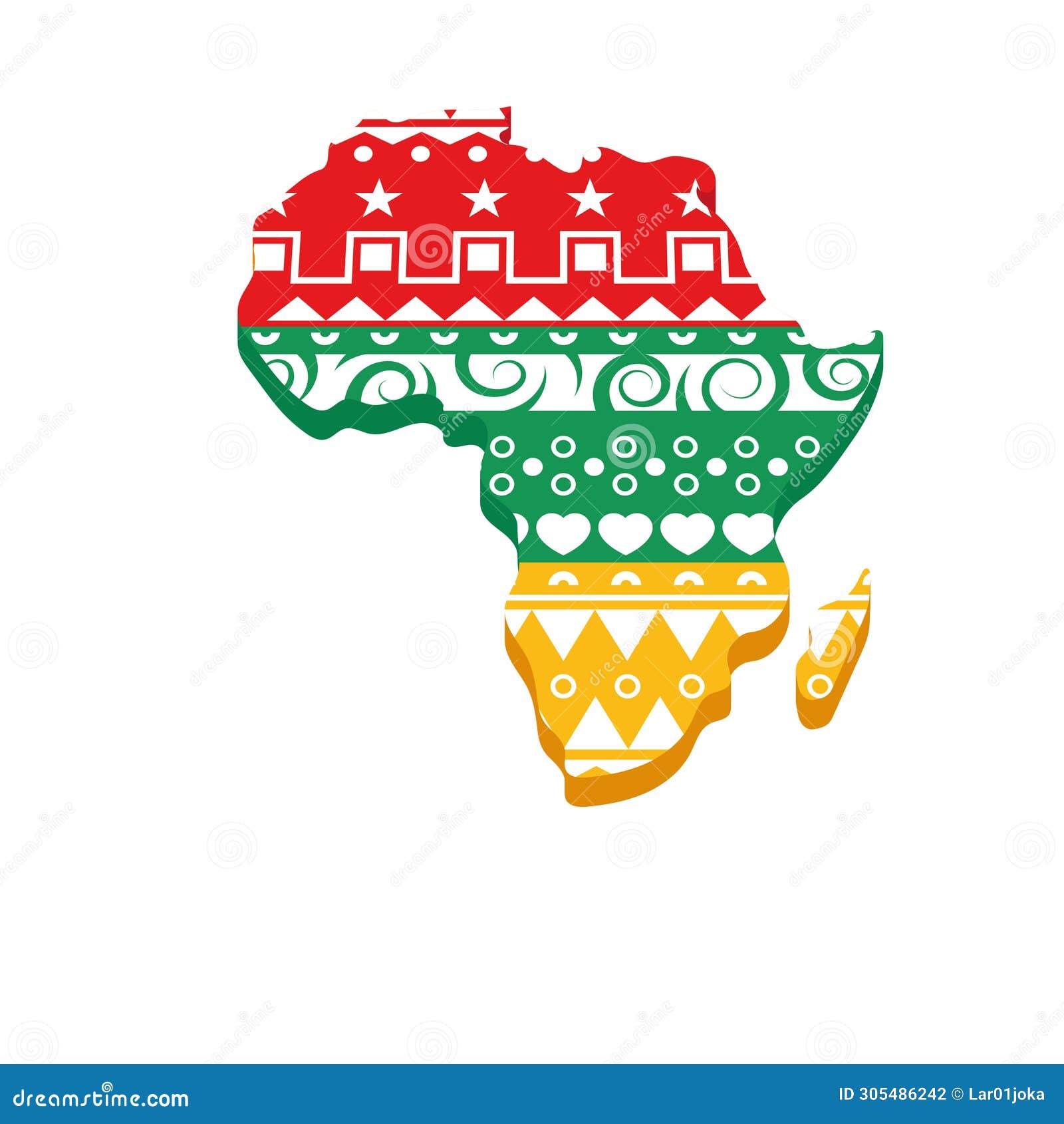 Colored Map of Africa with Cultural Patterns Vector Stock Illustration ...