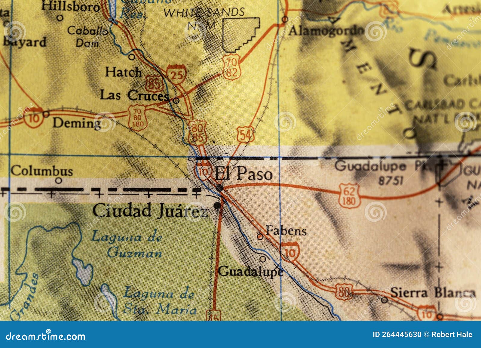 Colored Map of El Paso Texas and Mexico Stock Photo - Image of world ...