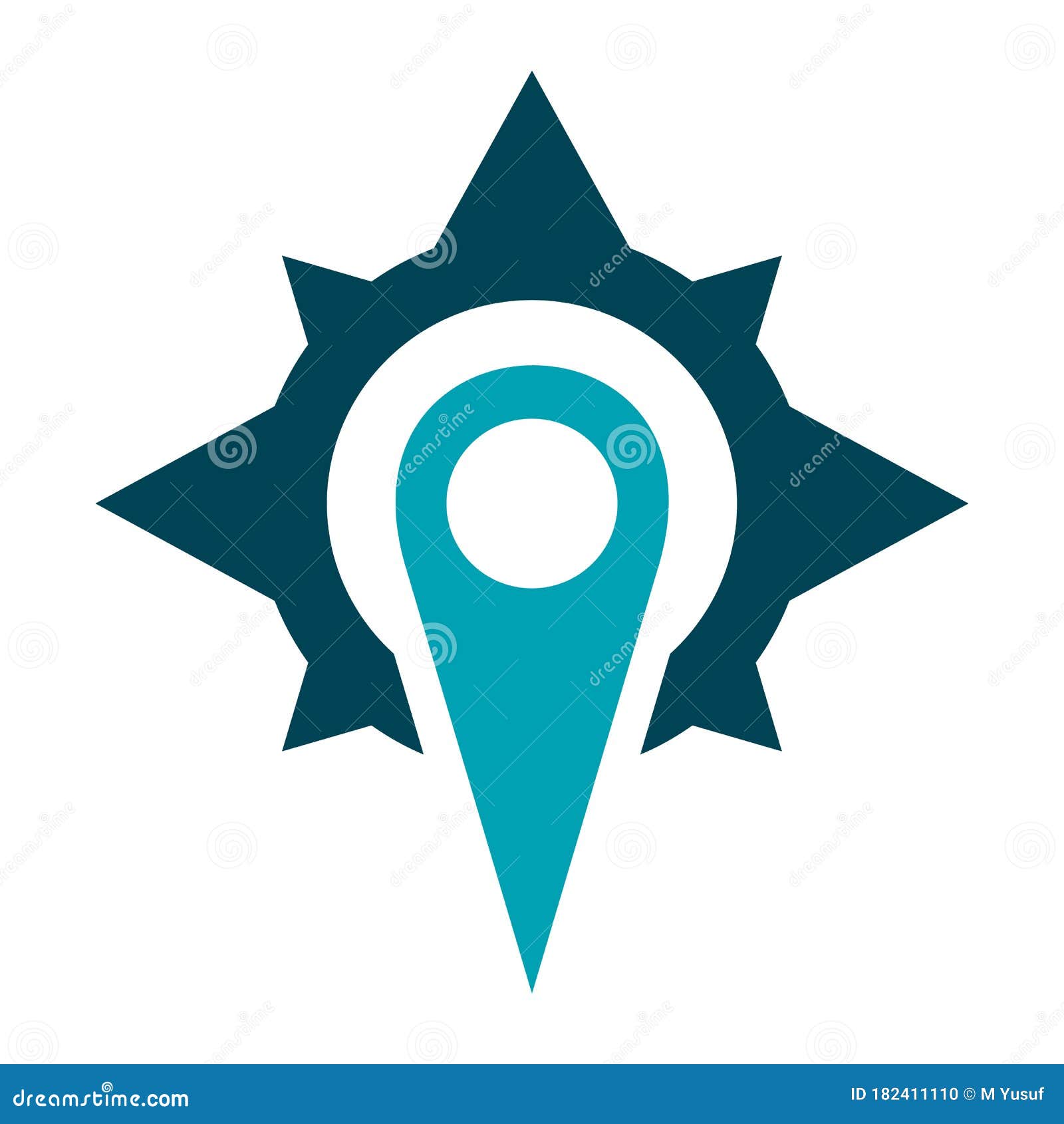 Colored Map Pointer with Symbol Compass Stock Vector - Illustration of ...