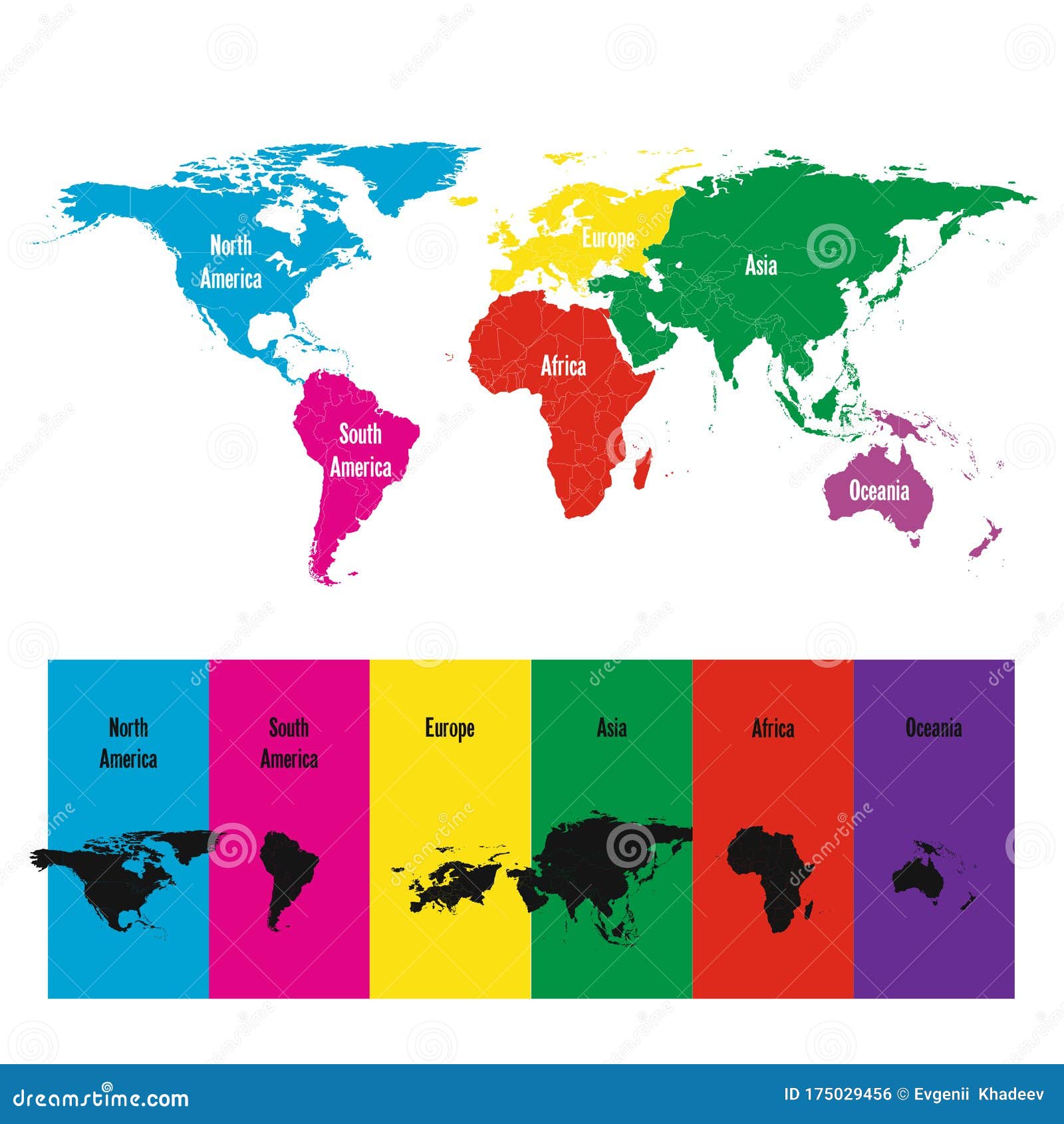 Colored Map of the World with Countries Borders Stock Vector ...