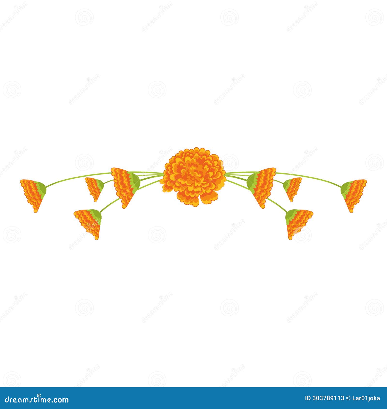 Colored Marigold Flowers Frame Vector Stock Illustration - Illustration ...