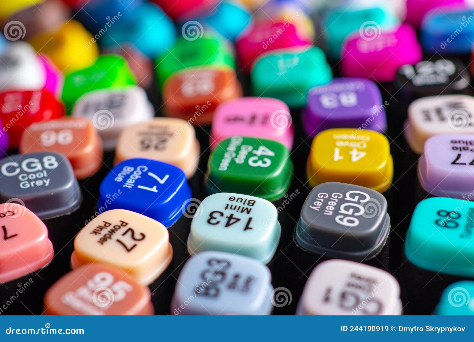 Colored Marker Caps with Signed Color Number Editorial Stock Image ...