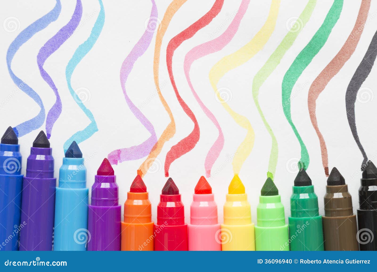 Colored marker pen stock photo. Image of school, create - 36096940