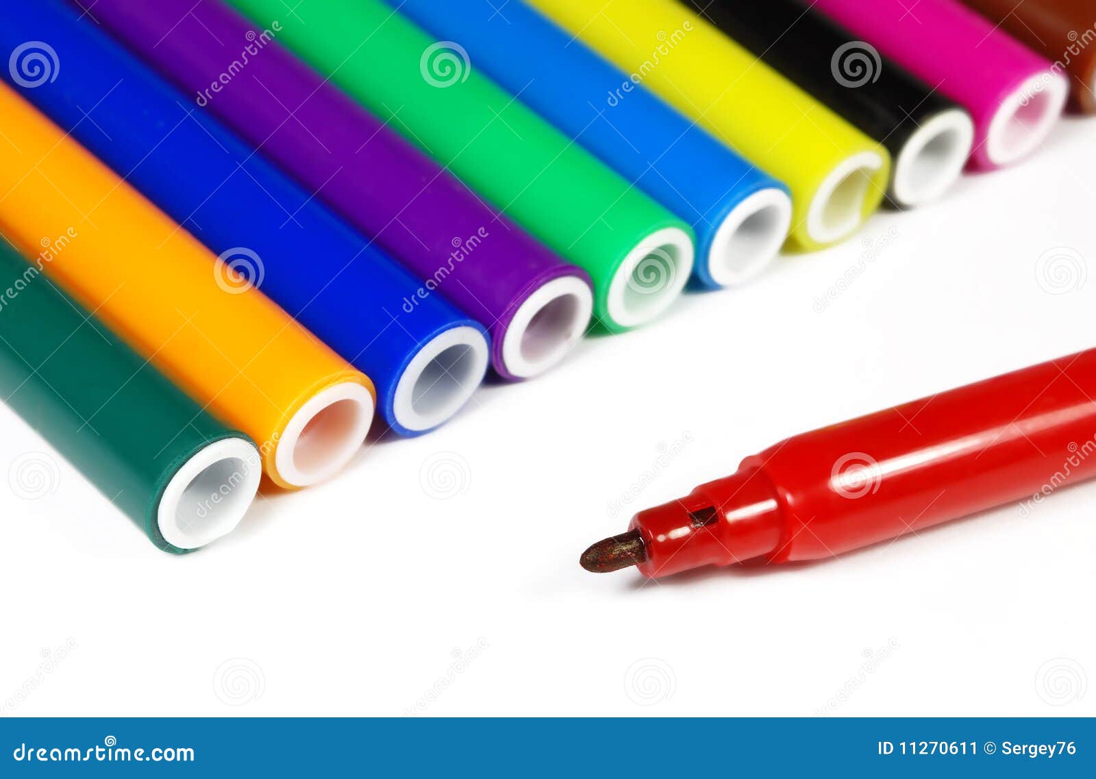 Colored Marker Pens Isolated Stock Image - Image of multiples, orange ...