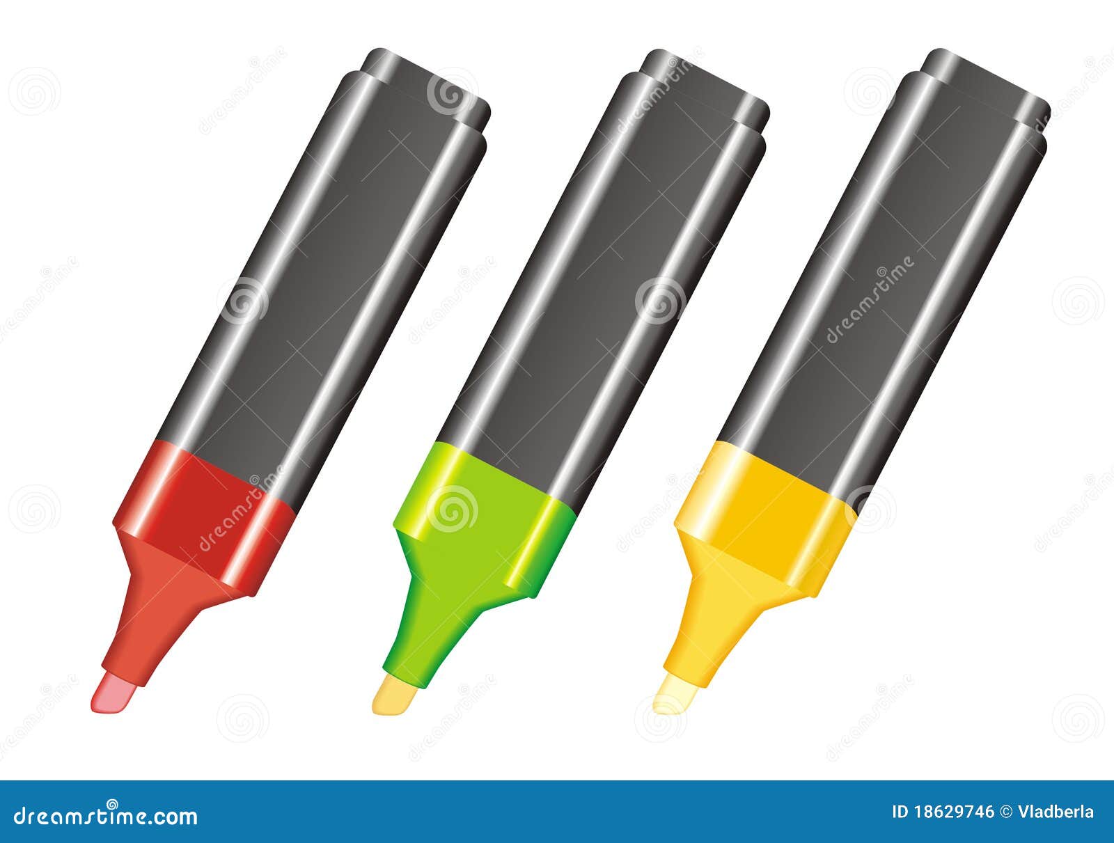 Colored markers stock vector. Illustration of black, marker - 18629746