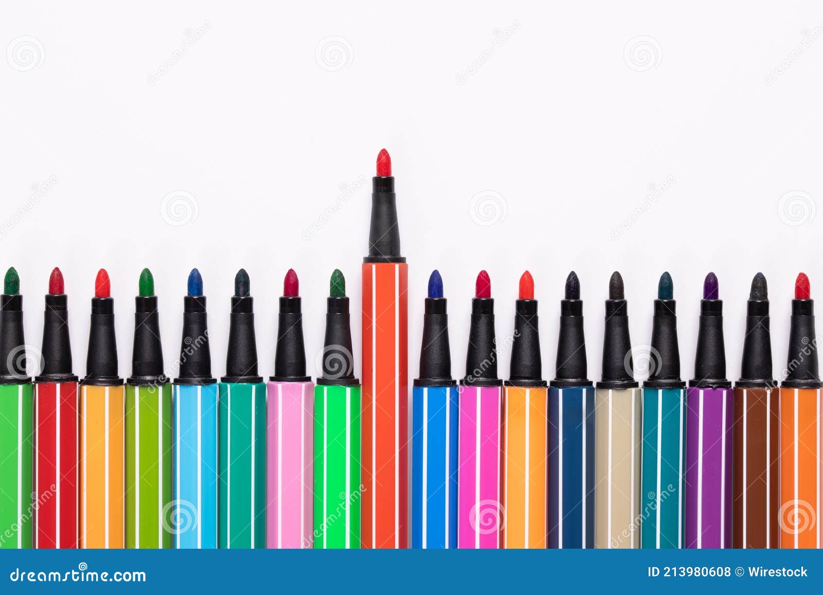 Colored Markers without Caps Isolated on White Background Stock Photo ...