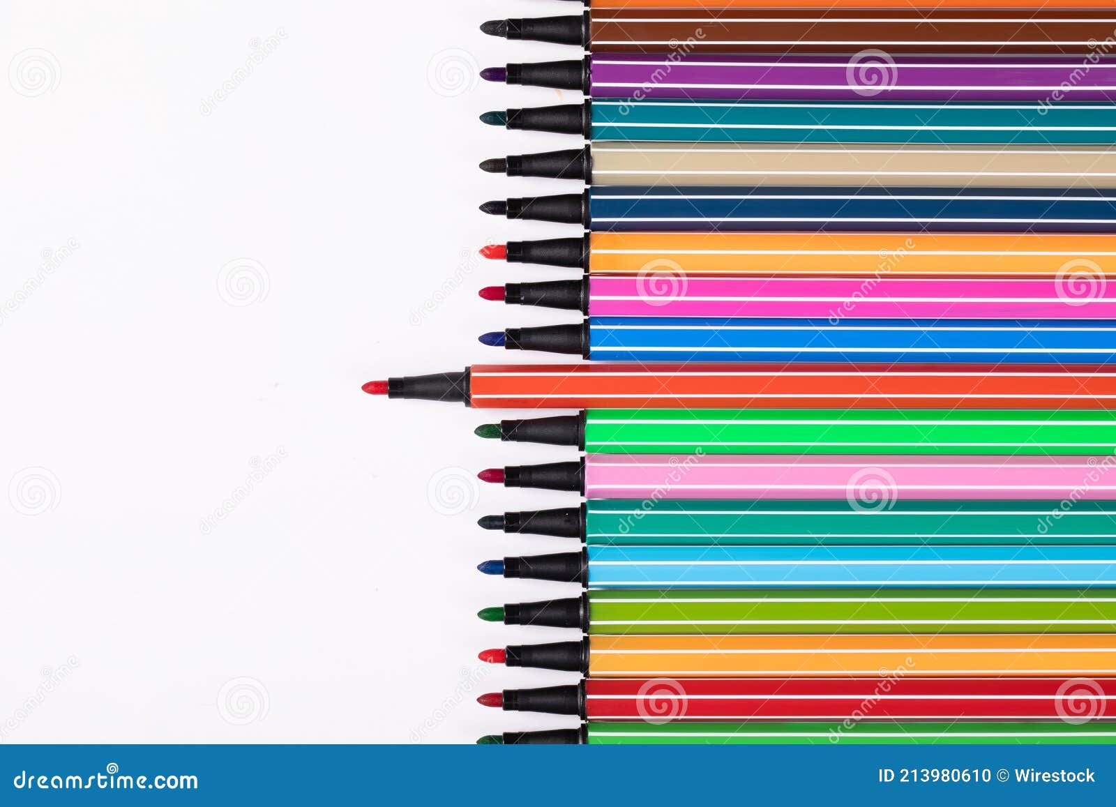 Colored Markers without Caps Isolated on White Background Stock Photo ...