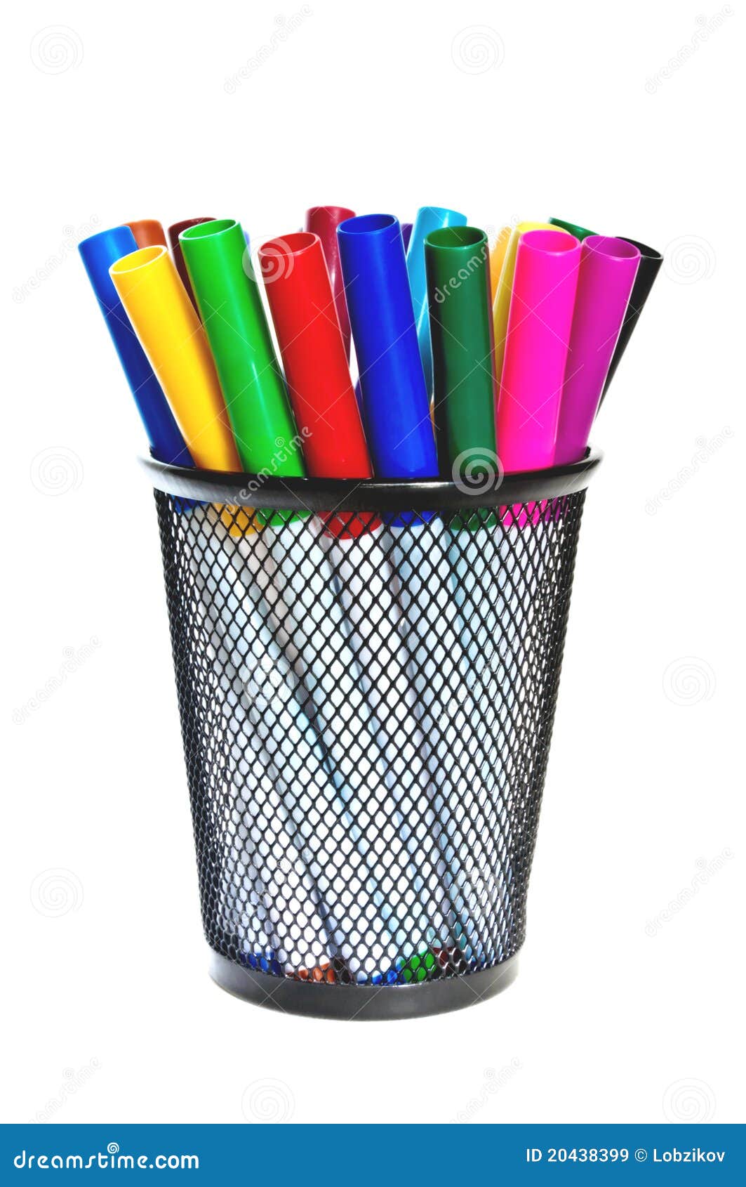 Colored markers in a cup. stock image. Image of draw - 20438399