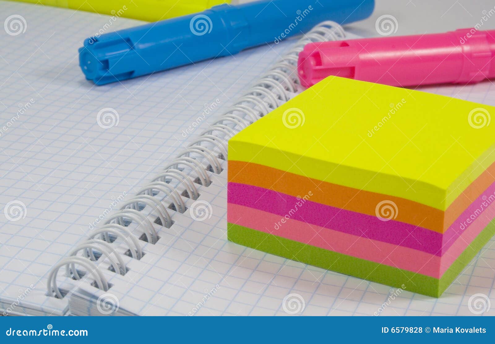 Colored markers and notes stock photo. Image of notebook - 6579828