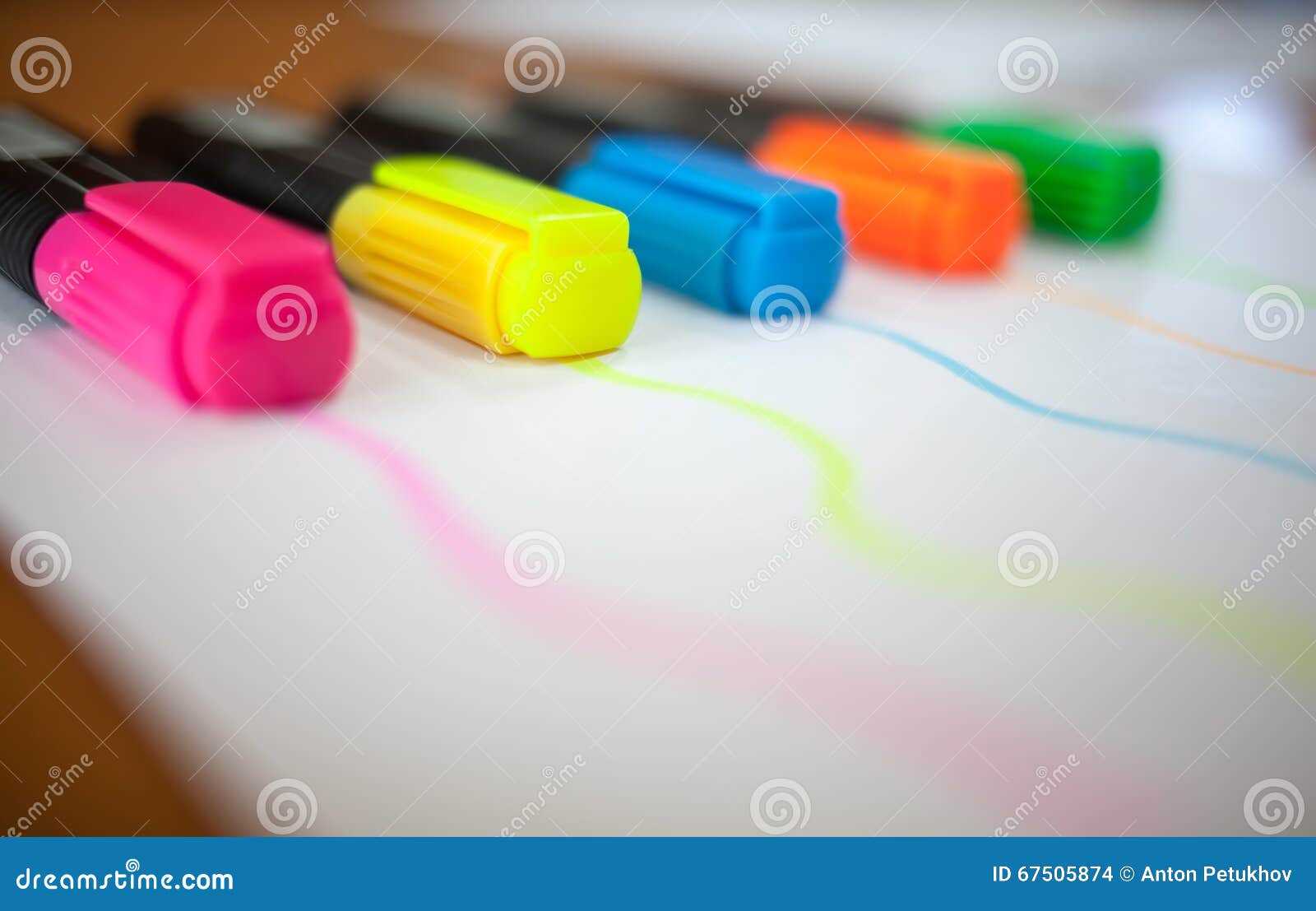 Colored markers on paper. stock photo. Image of drawing - 67505874