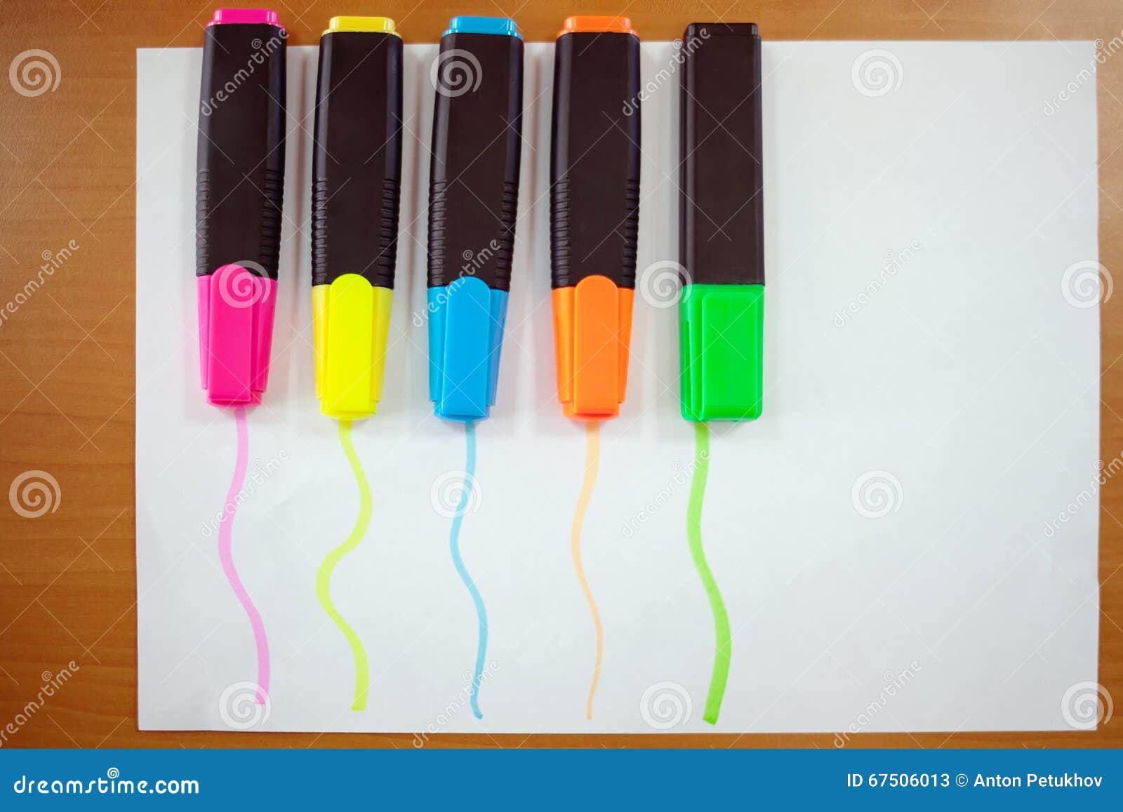 Colored markers on paper. stock image. Image of decoration - 67506013