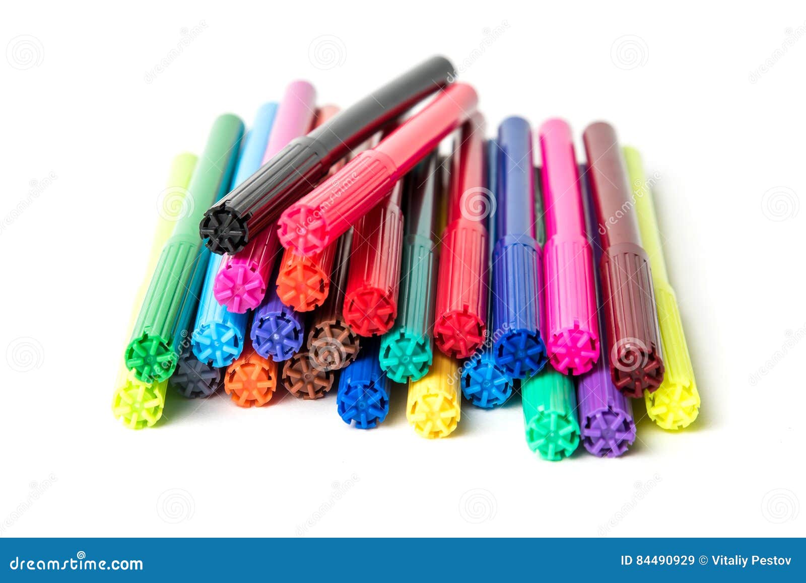 Colored Markers on the White Background Isolate Stock Image - Image of ...