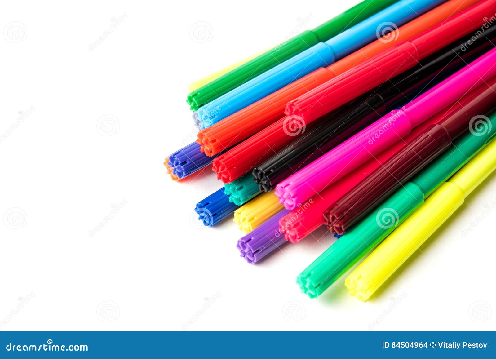 Colored Markers on the White Background Isolate Stock Photo - Image of ...