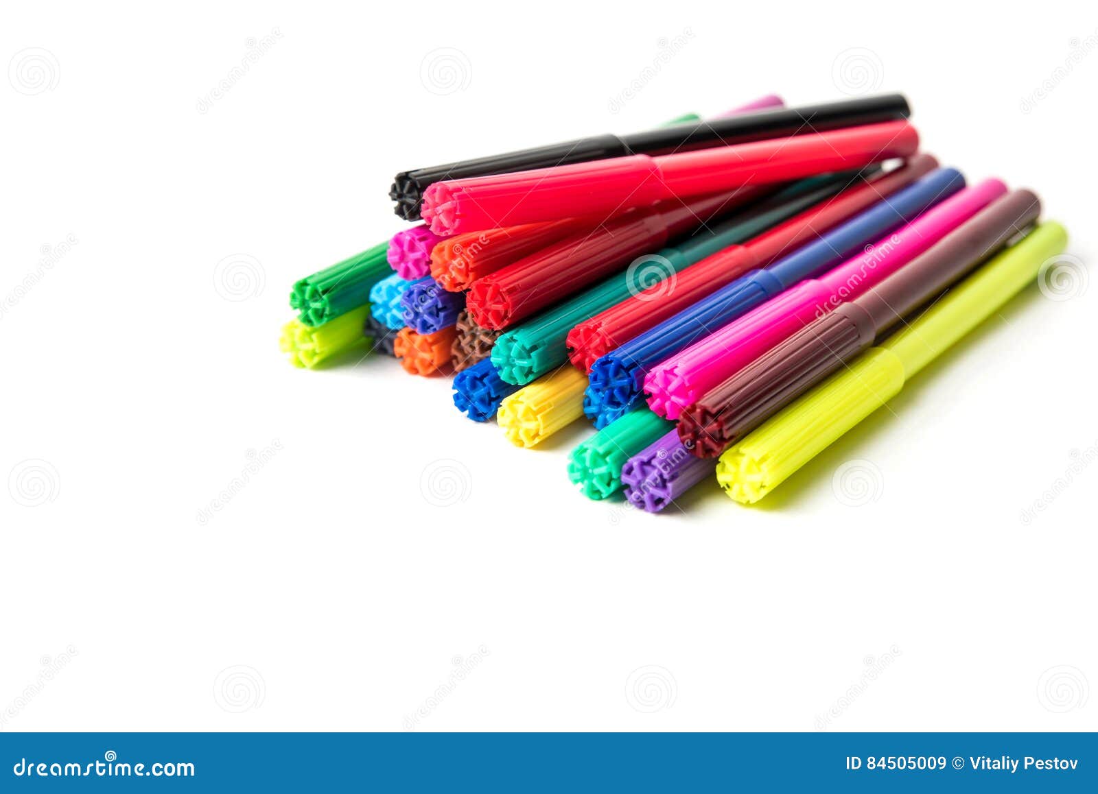 Colored Markers on the White Background Isolate Stock Image - Image of ...