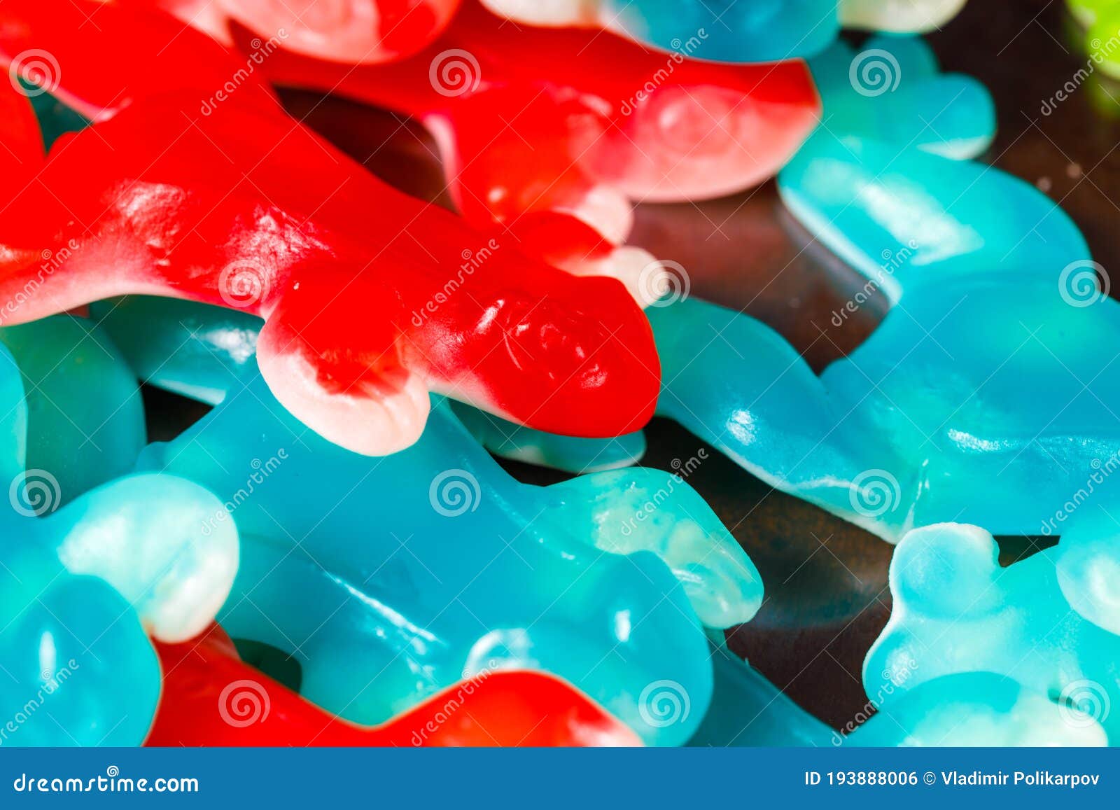 Colored Marmalade in the Form of Frogs. Sweet Dessert Stock Photo ...