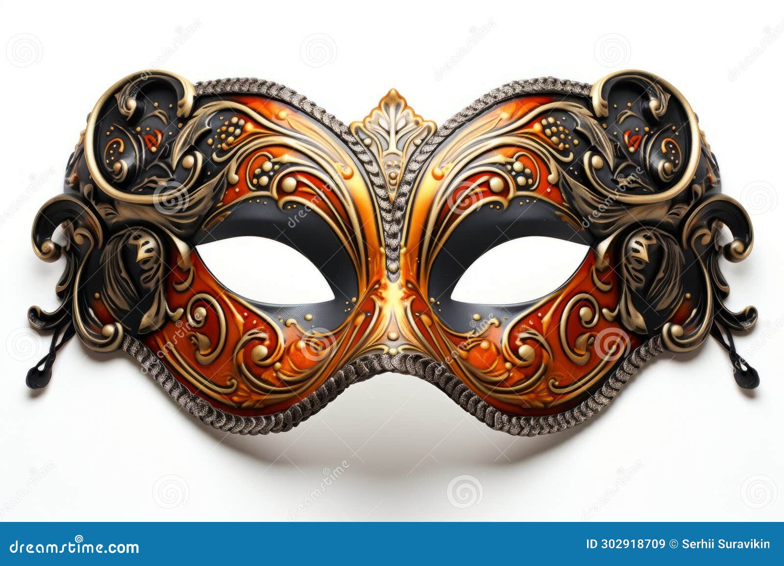 Colored Masquerade Mask with Feathers on White Background Stock ...