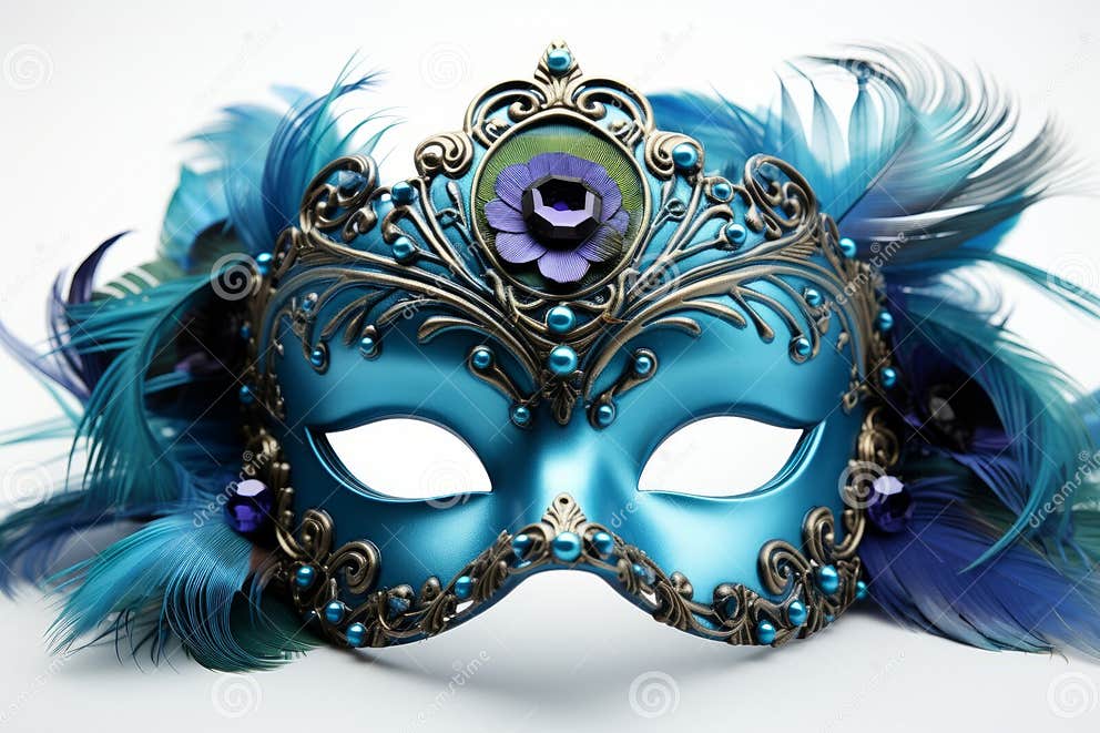 Colored Masquerade Mask with Feathers Stock Illustration - Illustration ...