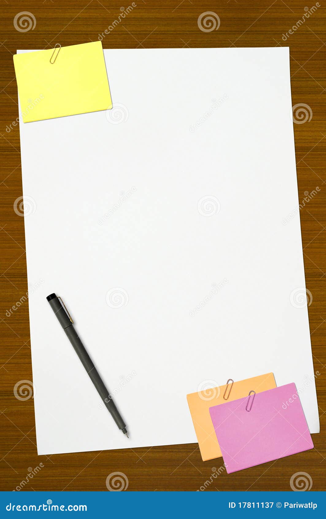 Colored Memo and White Blank Note Paper Stock Image - Image of mail ...