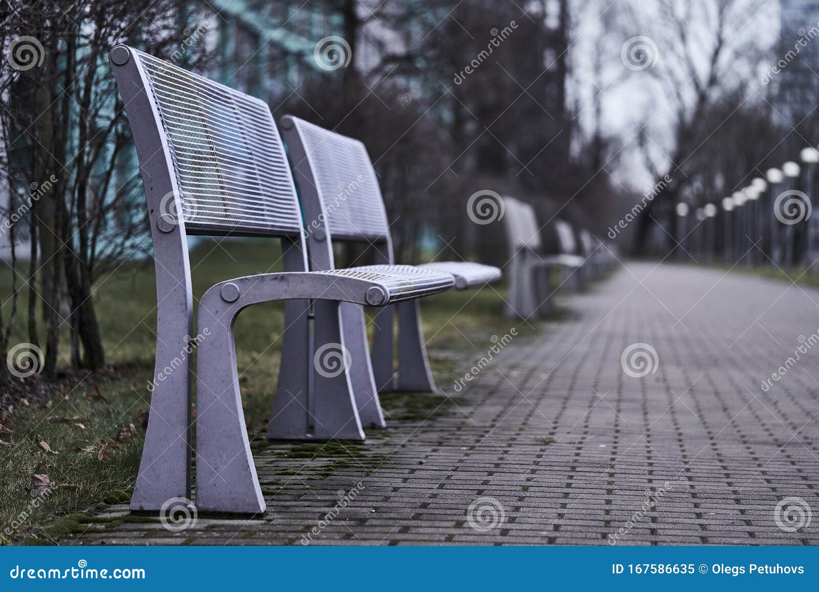 Colored Metal Bench at a Tram Bus Train Stop Stock Image - Image of ...