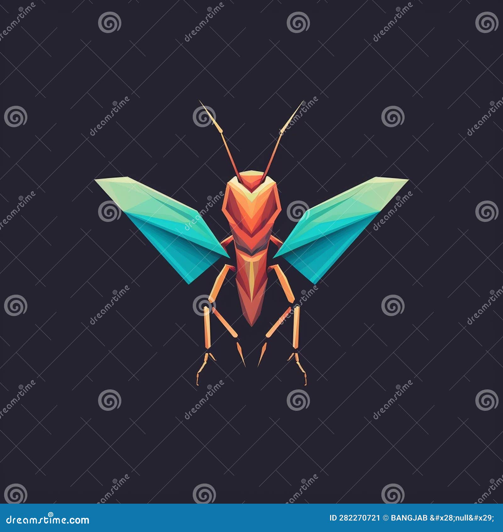 Colored Minimalist Praying Mantis 2D Logo Illustration Stock ...