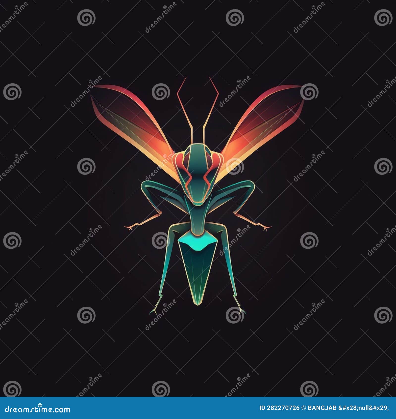Colored Minimalist Praying Mantis 2D Logo Illustration Stock ...