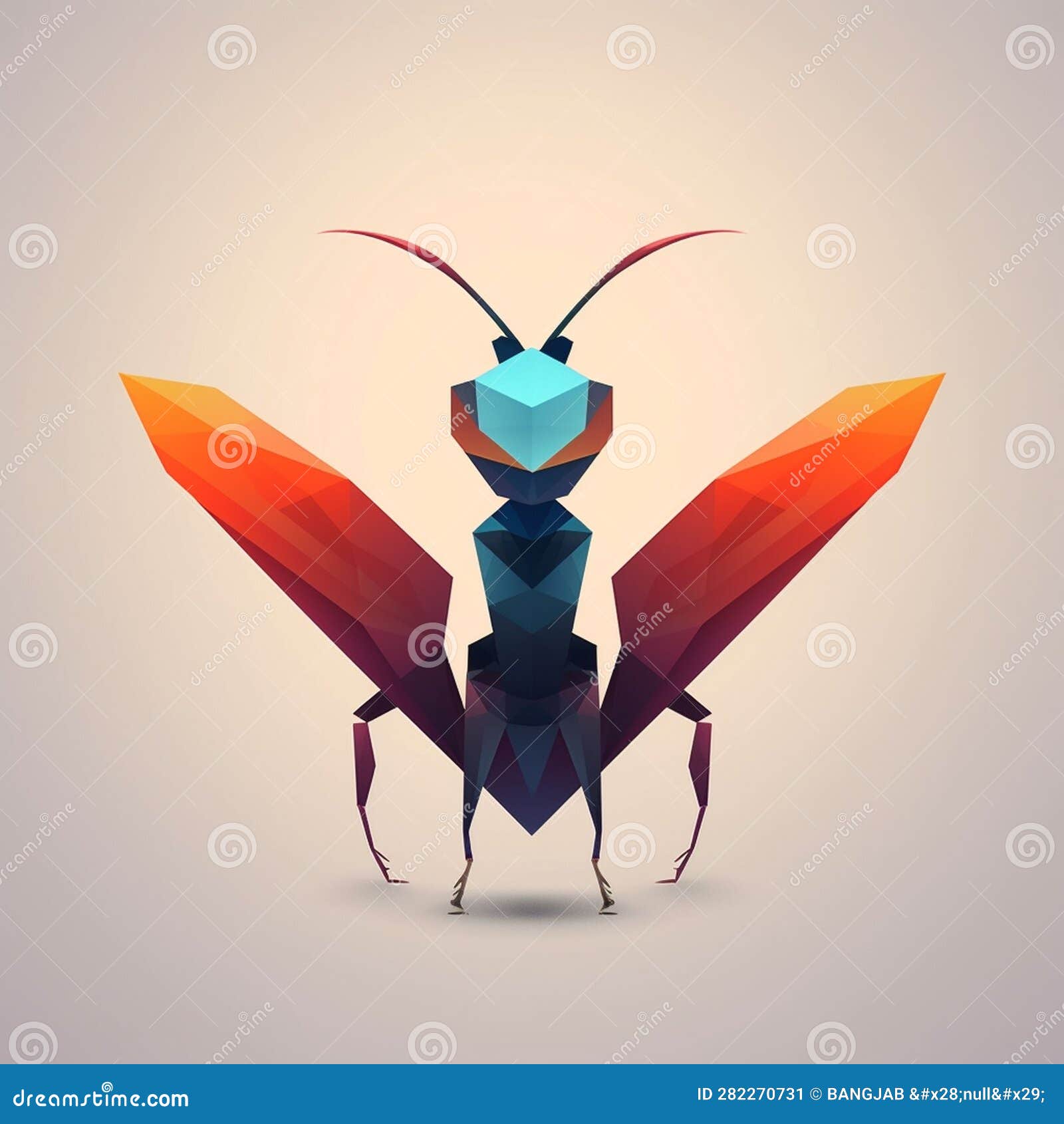 Colored Minimalist Praying Mantis 2D Logo Illustration Stock ...