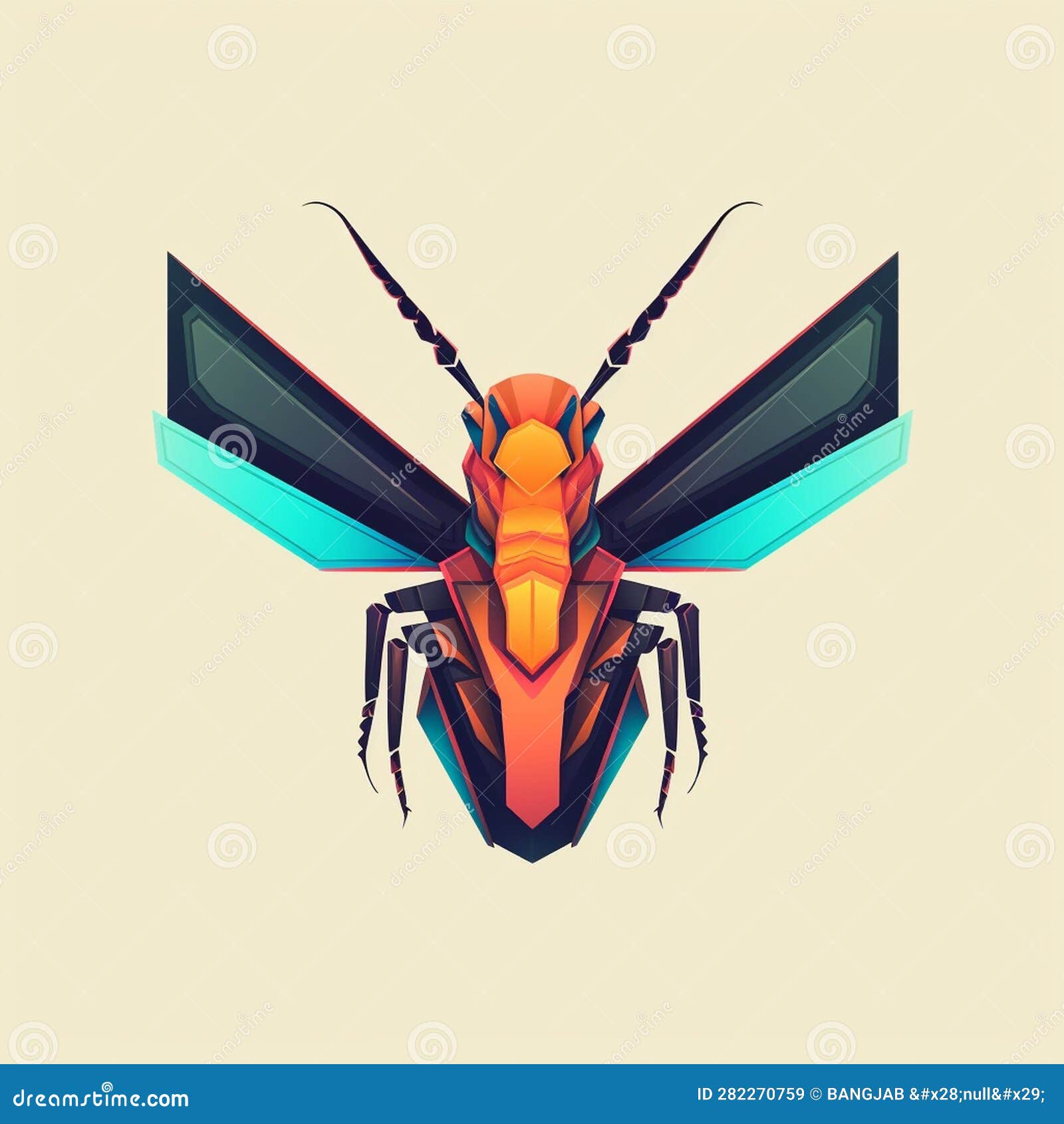 Colored Minimalist Praying Mantis 2D Logo Illustration Stock ...