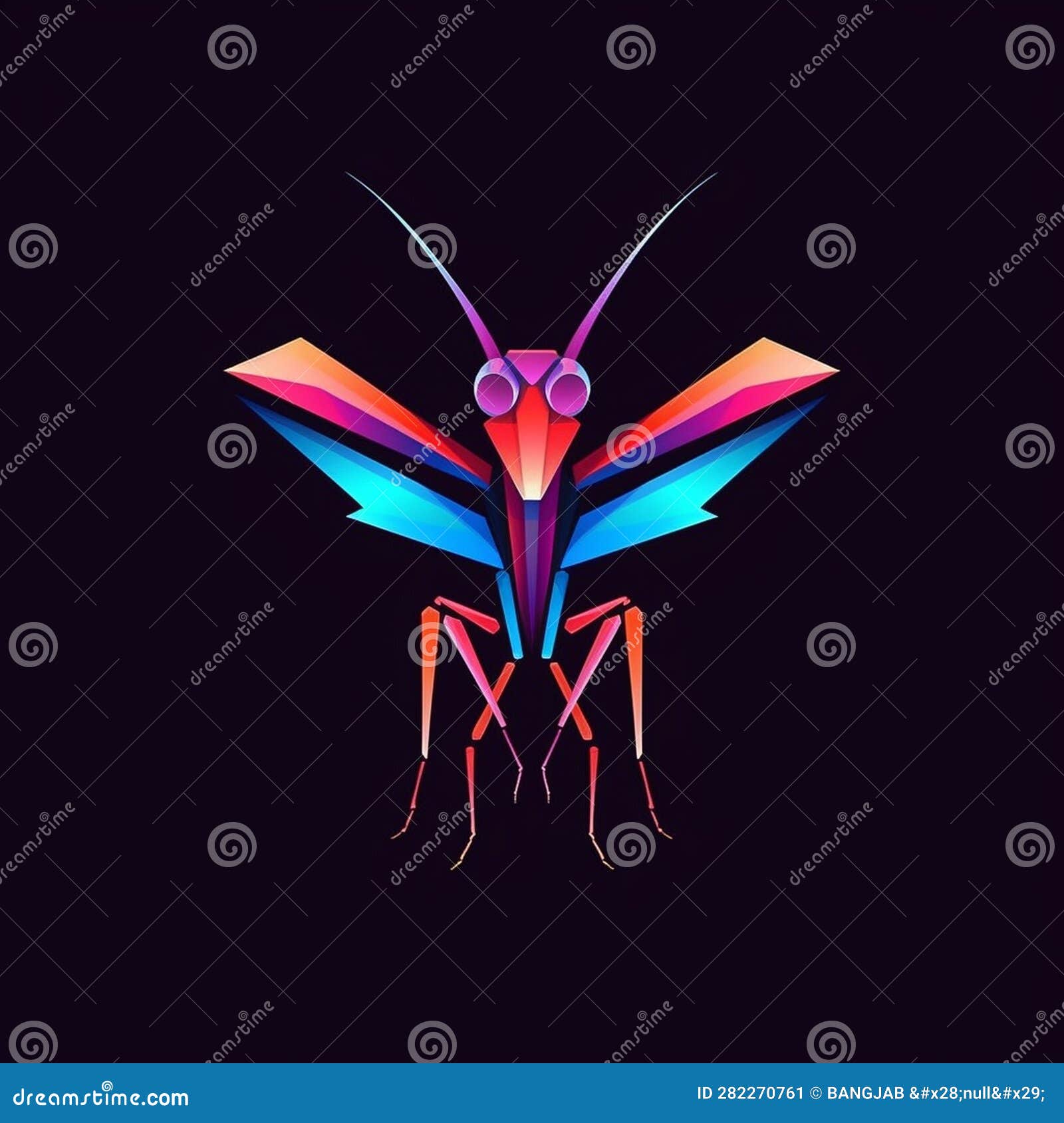 Colored Minimalist Praying Mantis 2D Logo Illustration Stock ...