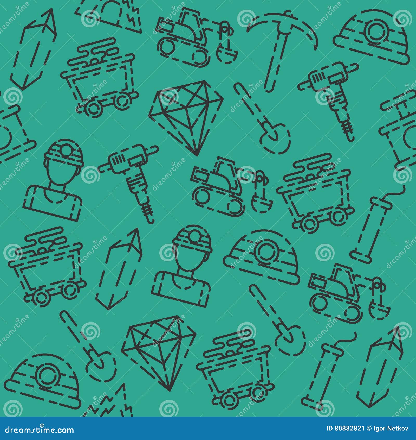 Colored Mining pattern stock vector. Illustration of helmet - 80882821